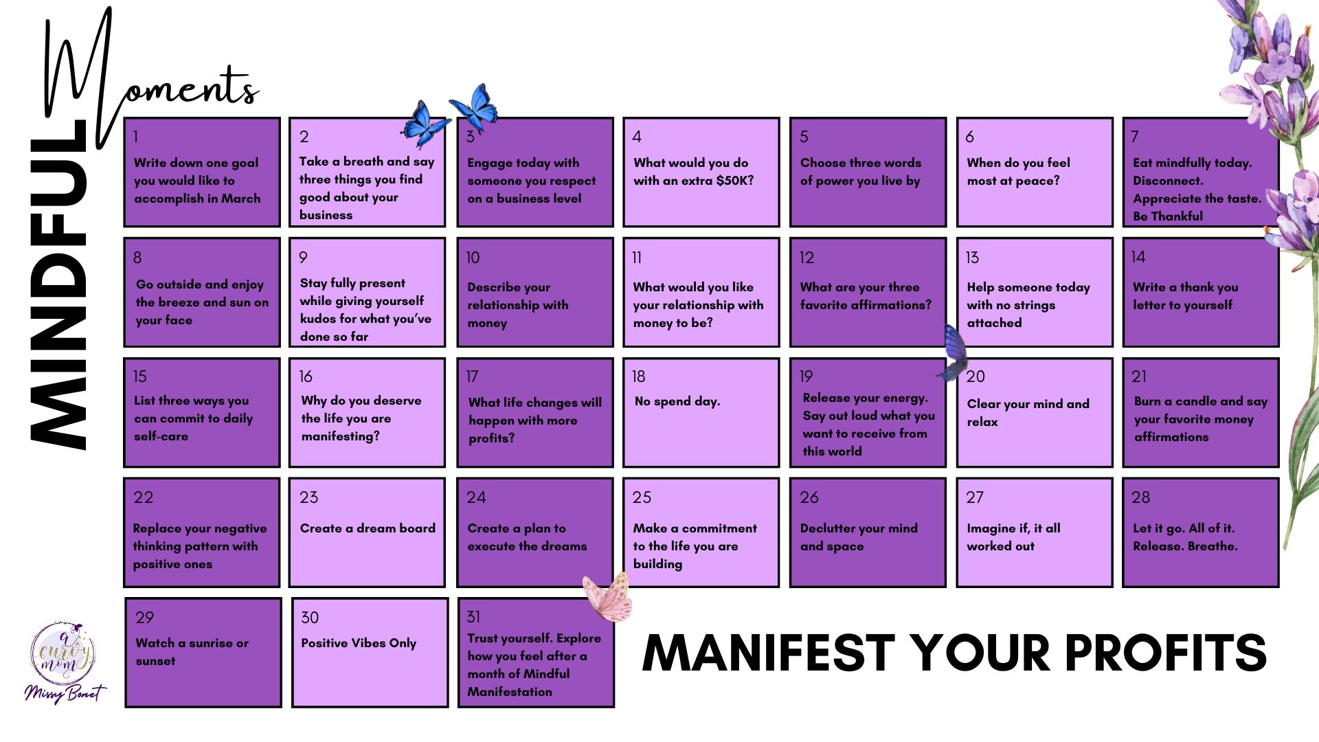 Mindful March Manifest your Profits - Acurvymom
